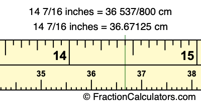 Convert 14 7/16 inches to cm (14 7/16 inches to centimeters)