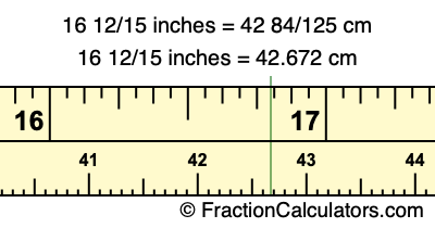 Convert 16 12/15 inches to cm (16 12/15 inches to centimeters)