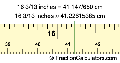 Convert 16 3/13 inches to cm (16 3/13 inches to centimeters)