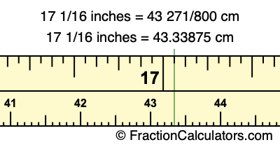 Convert 17 1/16 inches to cm (17 1/16 inches to centimeters)