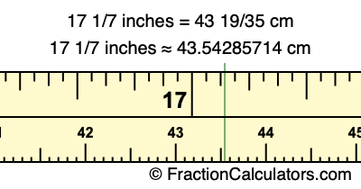 Convert 17 1/7 inches to cm (17 1/7 inches to centimeters)