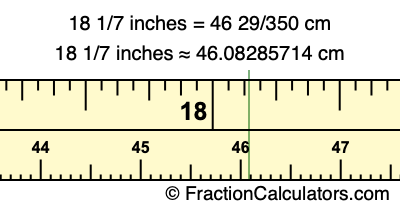 Convert 18 1/7 inches to cm (18 1/7 inches to centimeters)