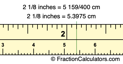 Convert 2 1/8 inches to cm (2 1/8 inches to centimeters)