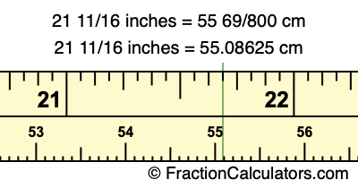 Convert 21 11/16 inches to cm (21 11/16 inches to centimeters)