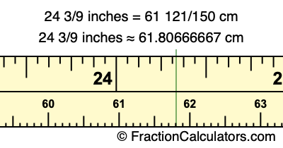 Convert 24 3/9 inches to cm (24 3/9 inches to centimeters)