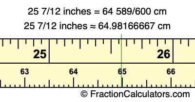Convert 25 7/12 inches to cm (25 7/12 inches to centimeters)