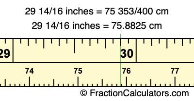 Convert 29 14/16 inches to cm (29 14/16 inches to centimeters)