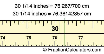 Convert 30 1/14 inches to cm (30 1/14 inches to centimeters)