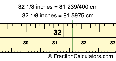 Convert 32 1/8 inches to cm (32 1/8 inches to centimeters)