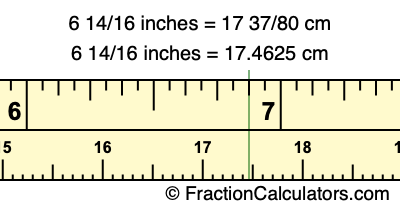 Convert 6 14/16 inches to cm (6 14/16 inches to centimeters)