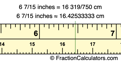 Convert 6 7/15 inches to cm (6 7/15 inches to centimeters)